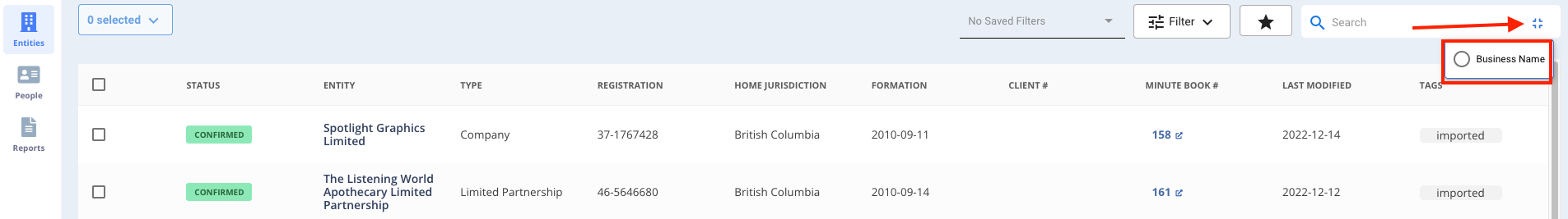 Entity Search Bar – Athennian Help Center